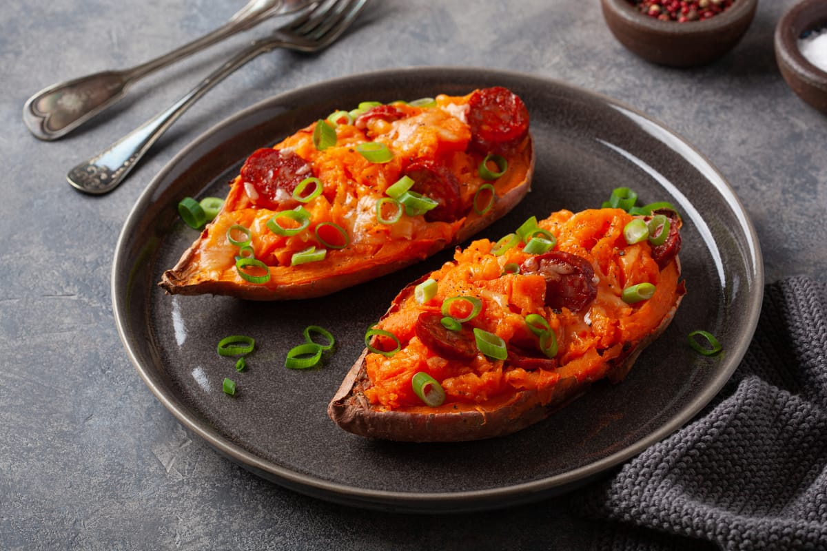 Baked Sweet Potato with Spanish-Style Stew